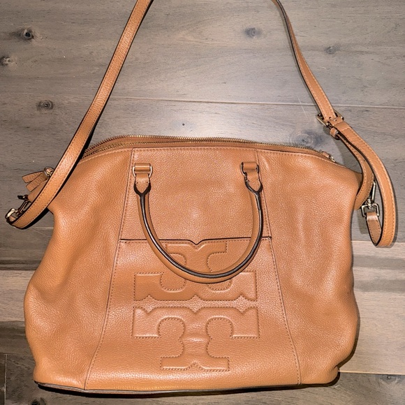 Tory Burch | Bags | Tory Burch Bombet Slouchy Satchel Tan Bark Pebble Leather | Poshmark